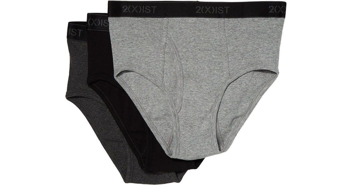 2xist Cotton 2(x)ist 3-pack Essential Fly Front Brief in Gray for Men ...