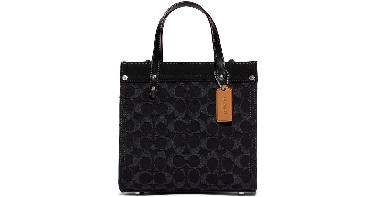 Coach Washed Denim Signature Field Tote 22 In Black Lyst