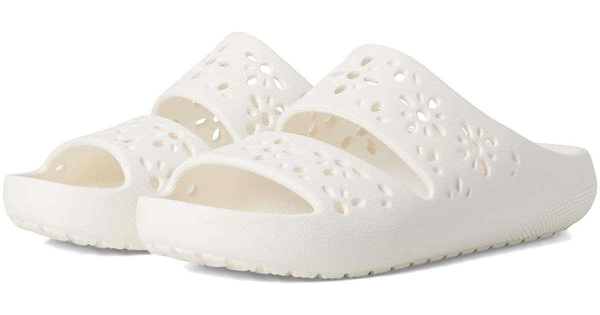 Crocs™ Classic Sandals 2.0 With Floral Cutout Design Sandals 6 in White ...