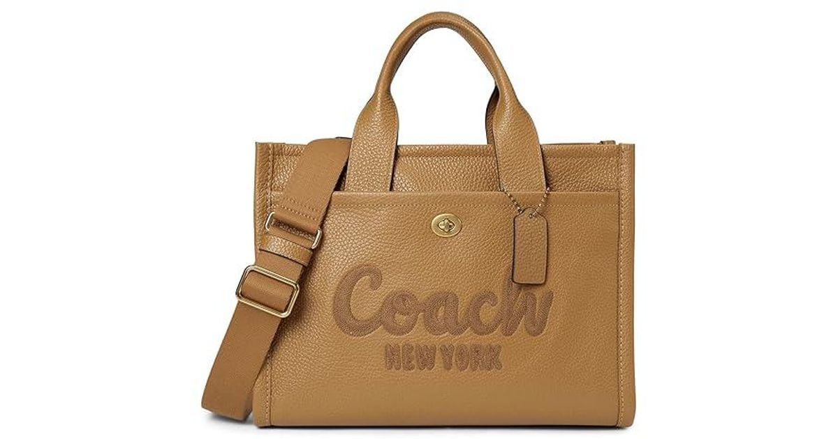 COACH Bubble Leather Cargo Tote Tote Handbags, Cotton/Leather in Brown ...