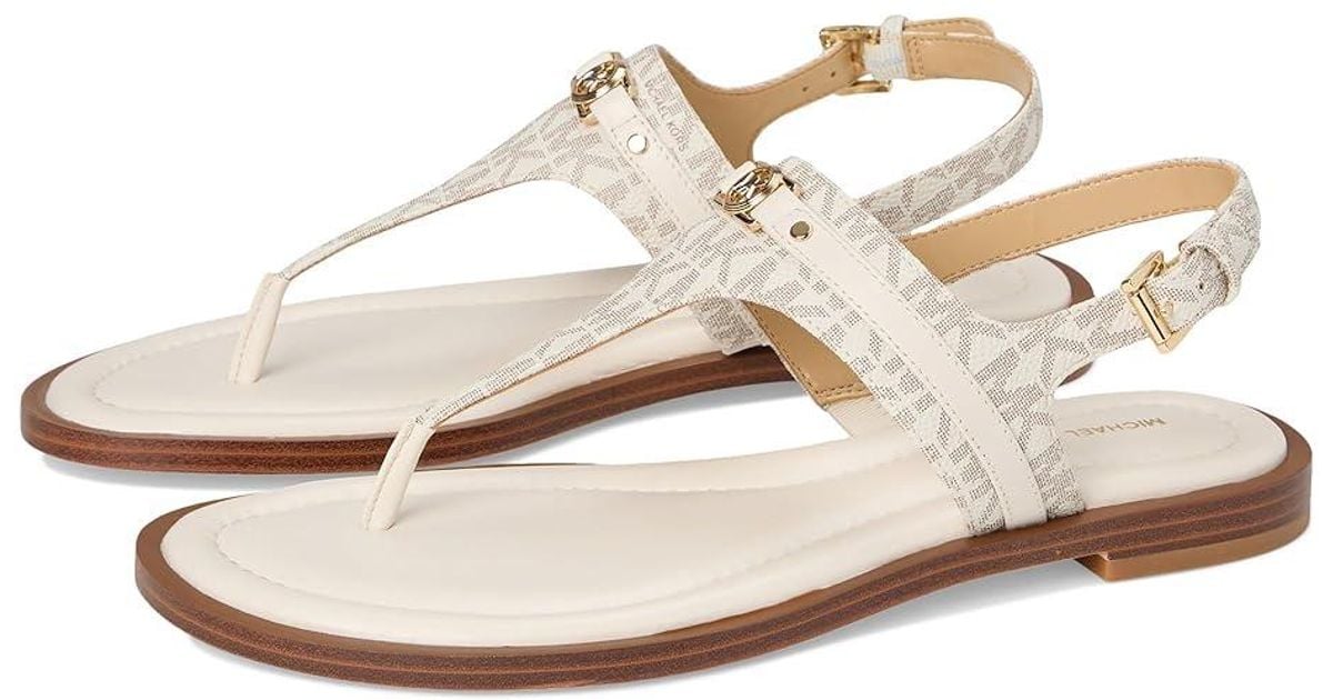 MICHAEL Michael Kors Mandy Thong Sandal Sandals Vanilla/Cream, Leather in White | Lyst