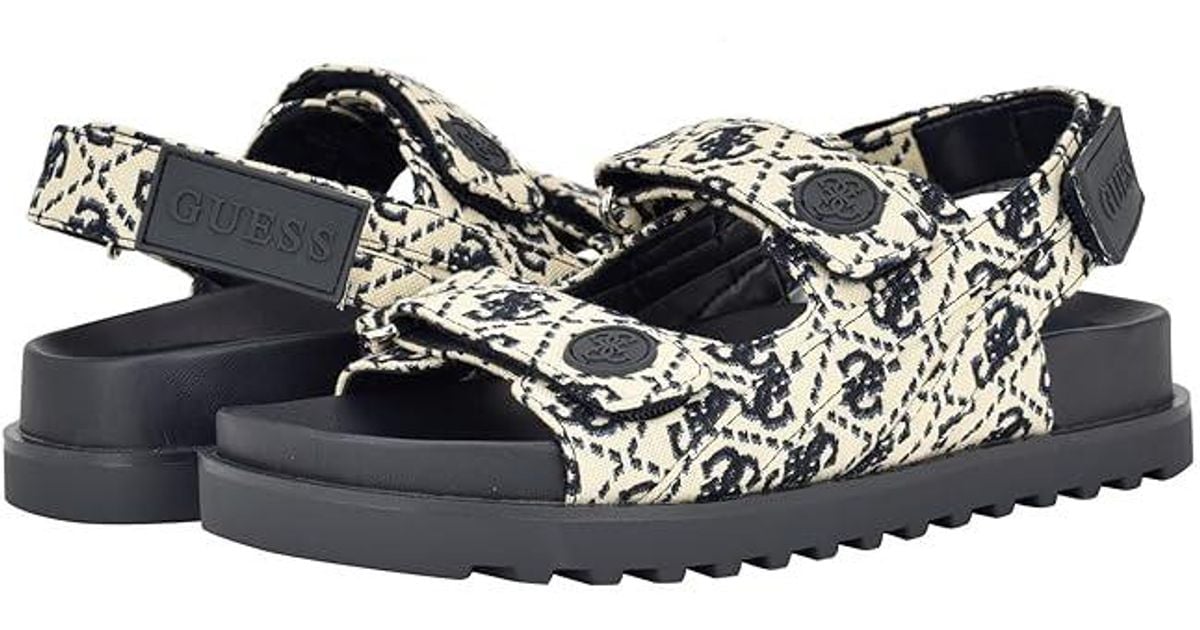 Guess Fadey (Ivory/Dark Logo Multi) Sandals in Black | Lyst