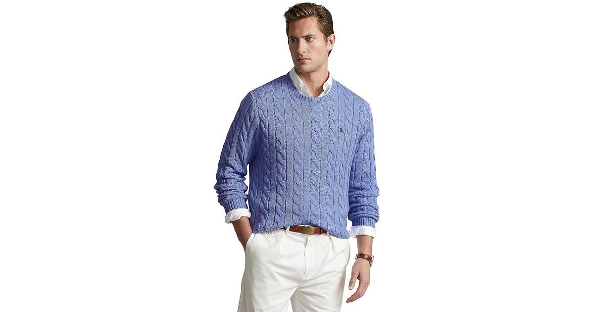 Polo Ralph Lauren Cable-Knit Cotton Sweater Clothing in Blue for Men | Lyst