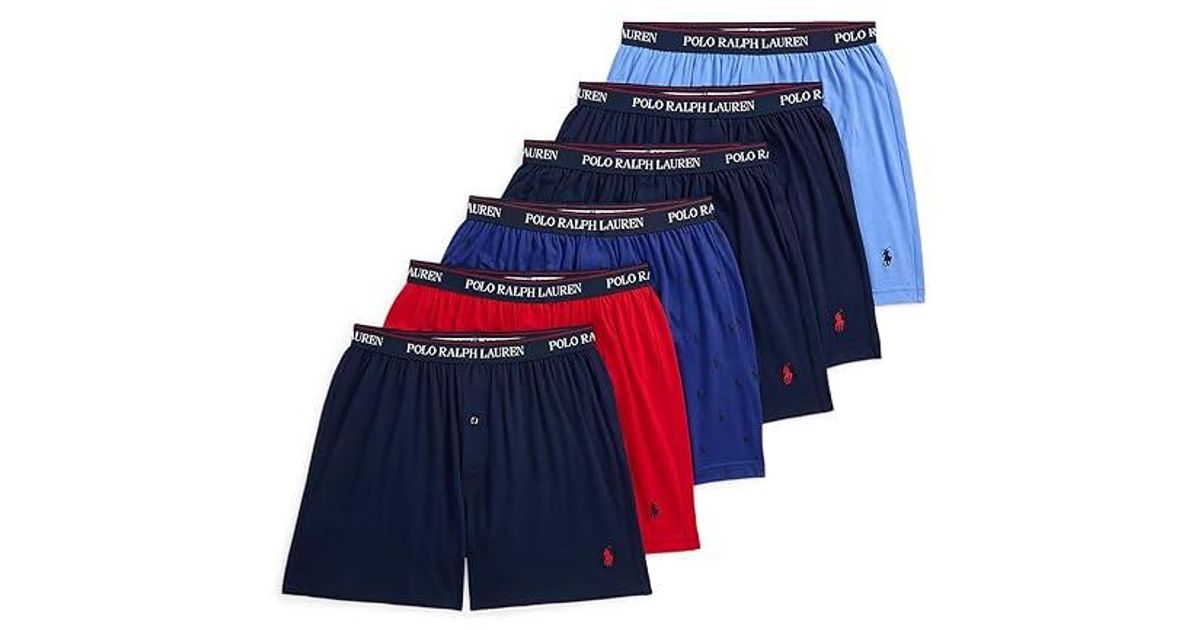 Polo Ralph Lauren 6 Knit Boxers Underwear, Cotton in Blue for Men | Lyst