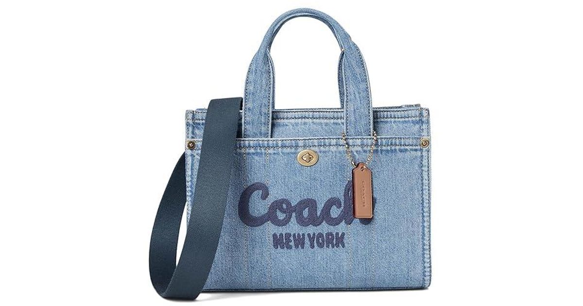 COACH Denim Cargo Tote 26 Tote Handbags, Denim/Fabric/Leather in Blue ...
