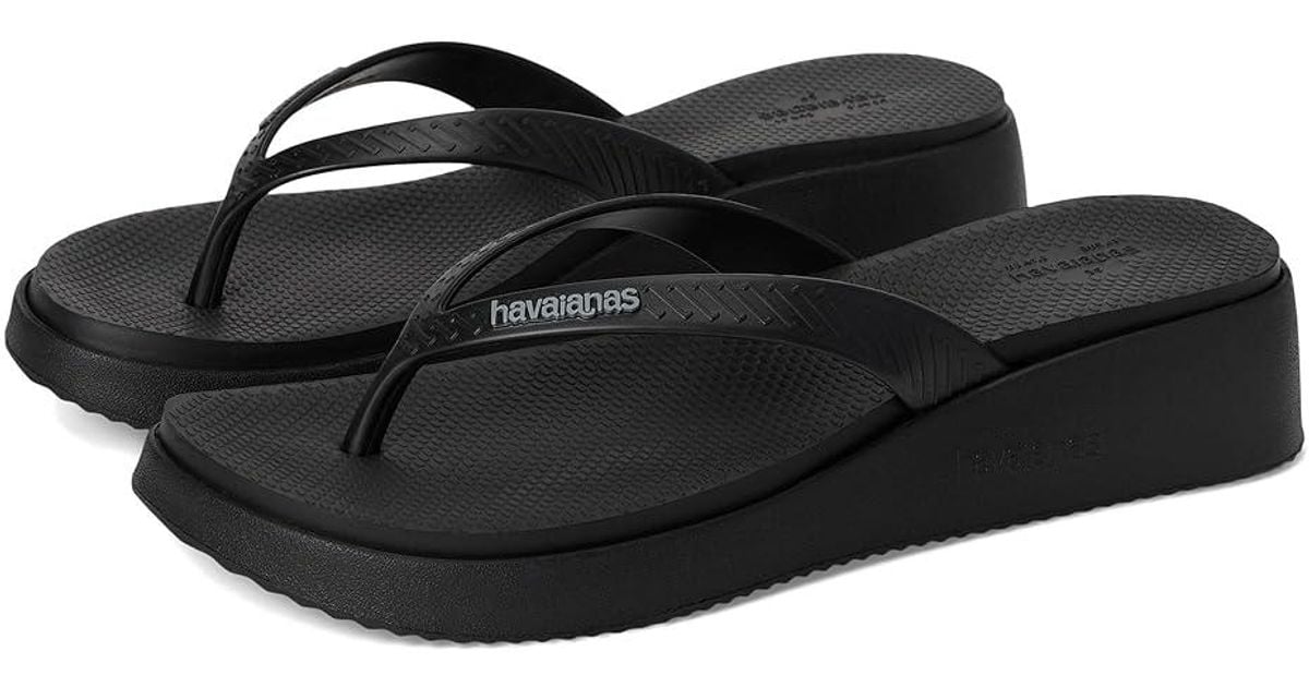 Havaianas High Platform Ii Sandals Wedge Shoes, Rubber in Black | Lyst