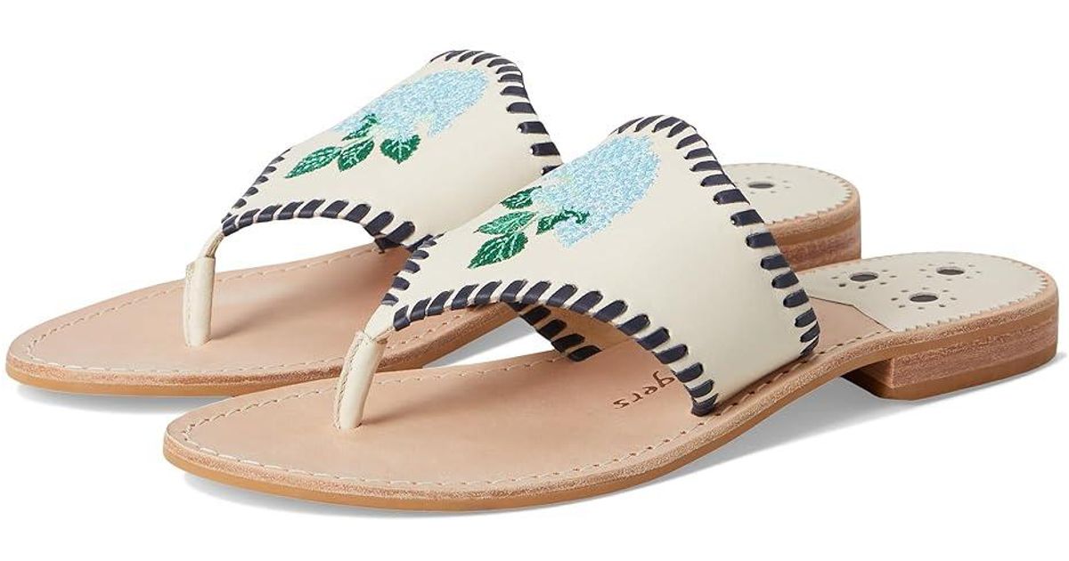 Jack Rogers Jacks Hydrangea Sandals, Leather/Rubber in Black | Lyst