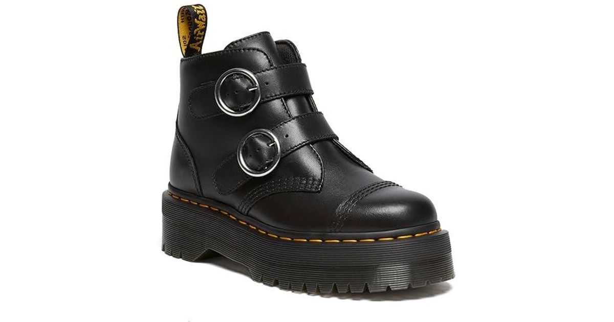 Dr. Martens Devon Circle Leather Platform Boots Boots in Black | Lyst