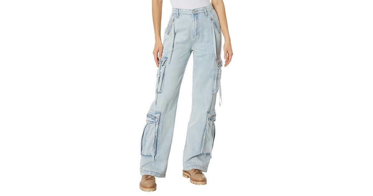 Blank NYC Franklin Rib Cage Pants With Oversized Cargo Pockets in Blue ...