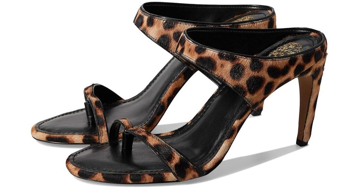 Vince Camuto Brisa Toe Loop High Heel Mule Sandals Sandals Tan Multi ...