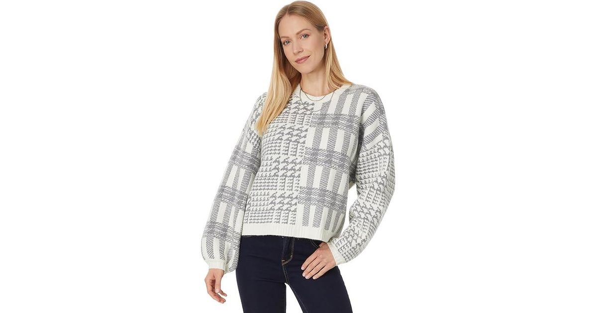 Splendid Elliott Plaid Sweater ( Glen Check) Sweater in White | Lyst
