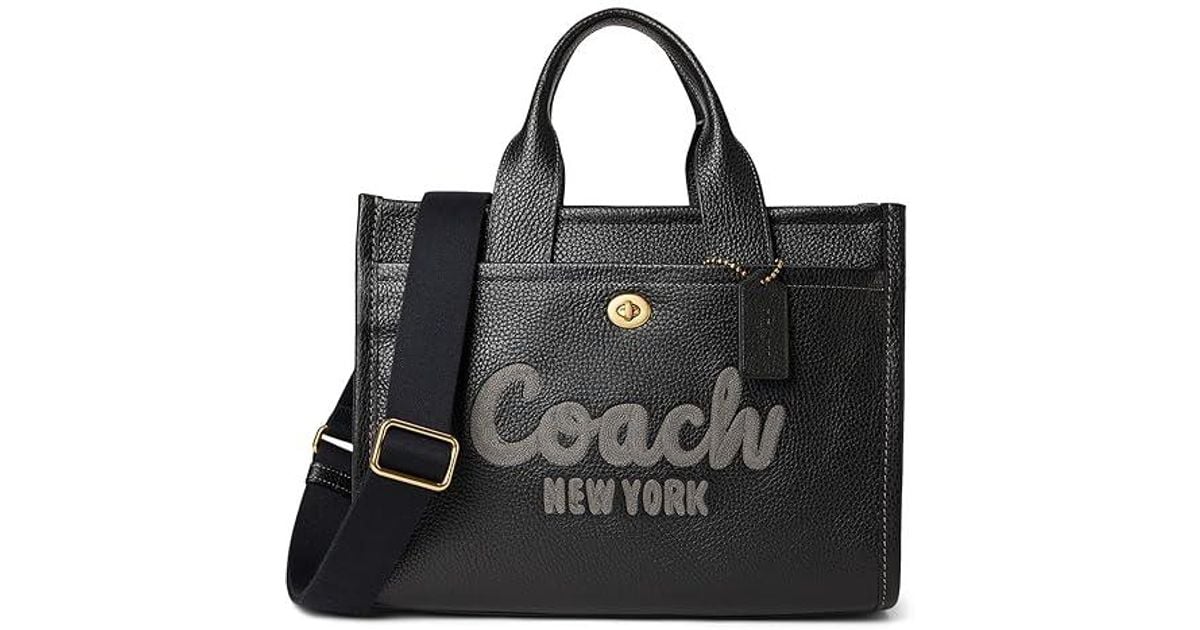COACH Bubble Leather Cargo Tote Tote Handbags, Cotton/Leather in Black ...