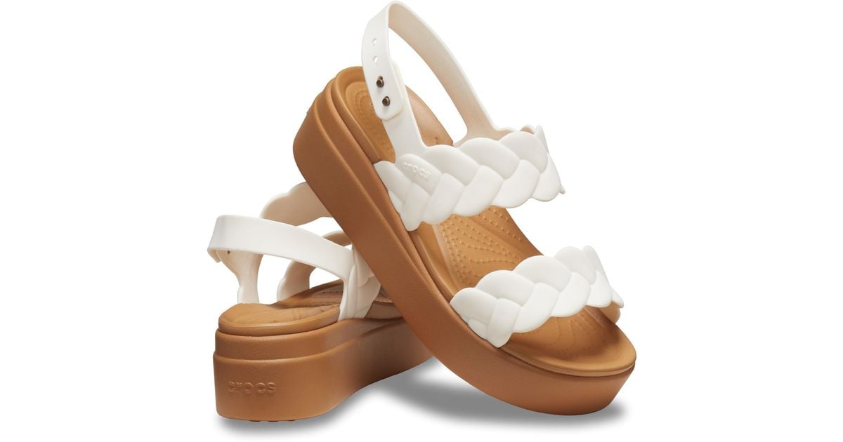 Crocs™ Brooklyn Woven Low Wedges Platform Sandals in Brown | Lyst