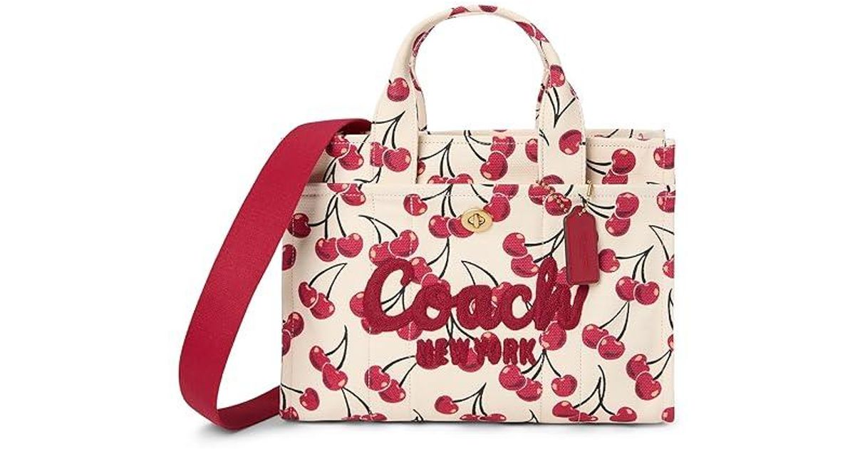 COACH Cargo Tote Bag With Cherry Print Tote Handbags, Canvas/Fabric in ...
