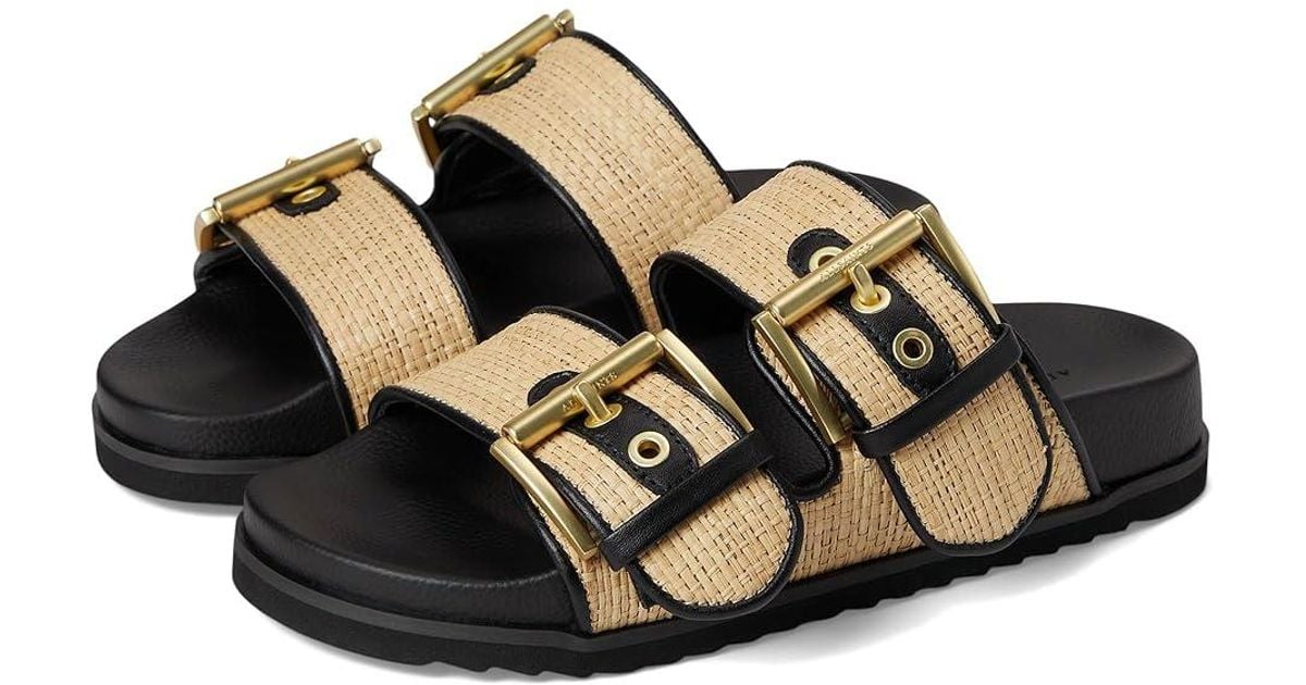 AllSaints Sian Raffia Sandals Sandals Natural/ Leather in Black | Lyst