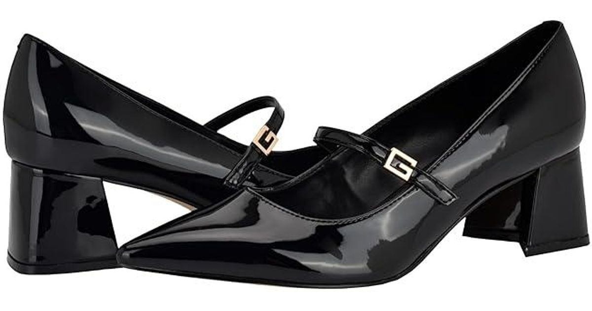 Guess Maryjane Patent Leather Block Heels in Black | Lyst
