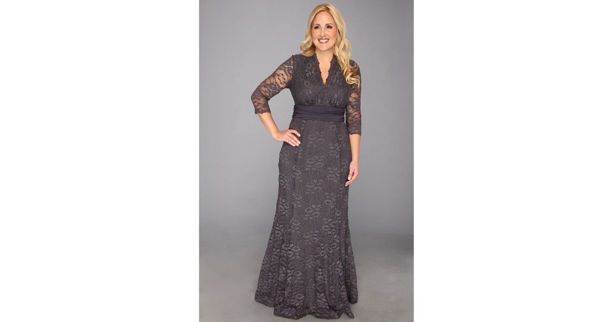 Kiyonna Screen Siren Lace Gown In Gray Lyst