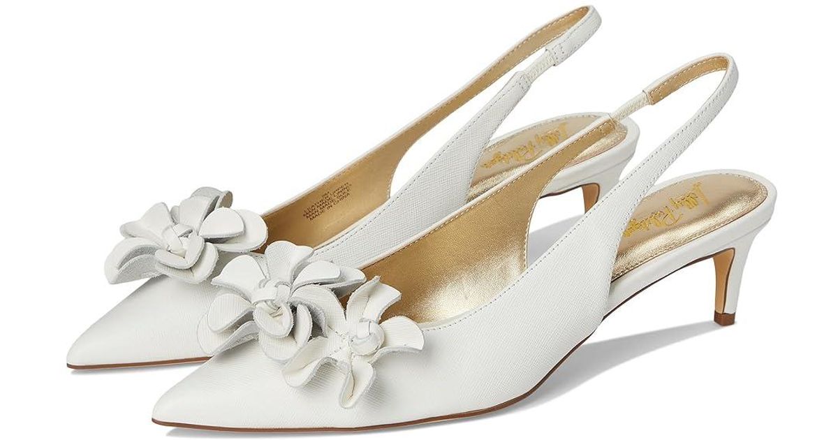 Lilly Pulitzer Amalia Kitten Heel Wedge Shoes, Leather in White | Lyst