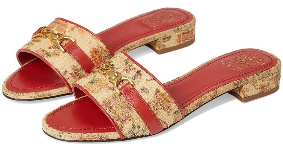 Vince Camuto Maxine Banded Buckle Slide Sandals Sandals Warm Tan/Salsa ...