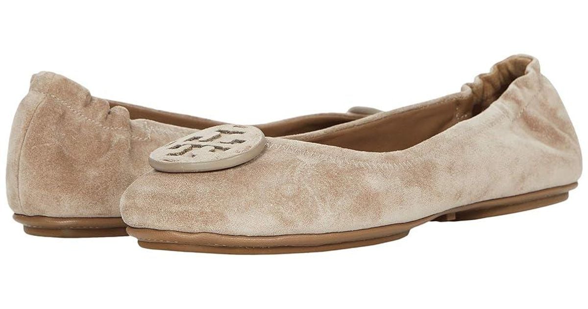 Tory Burch Minnie Travel Ballet With Leather Logo Shoes Rocky Pebble ...