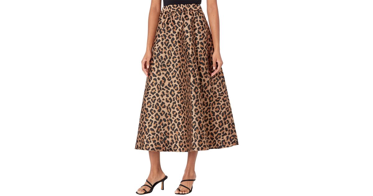 Kate Spade Leopard Jacquard Midi Skirt in Brown | Lyst