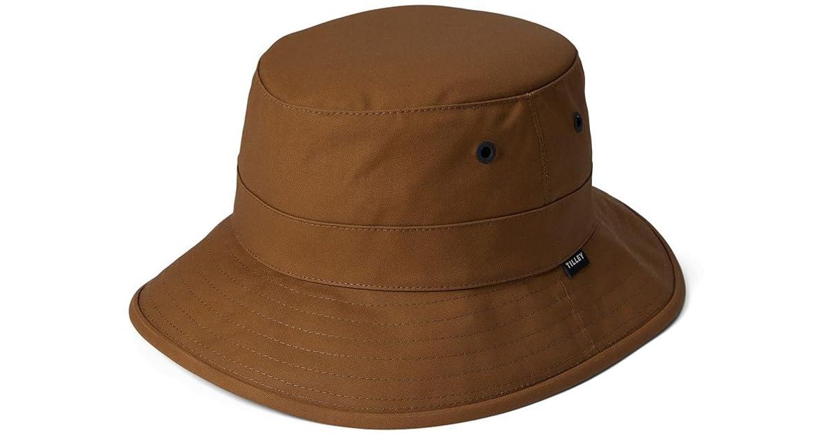 Tilley Endurables Waxed Cotton Bucket Caps in Brown | Lyst