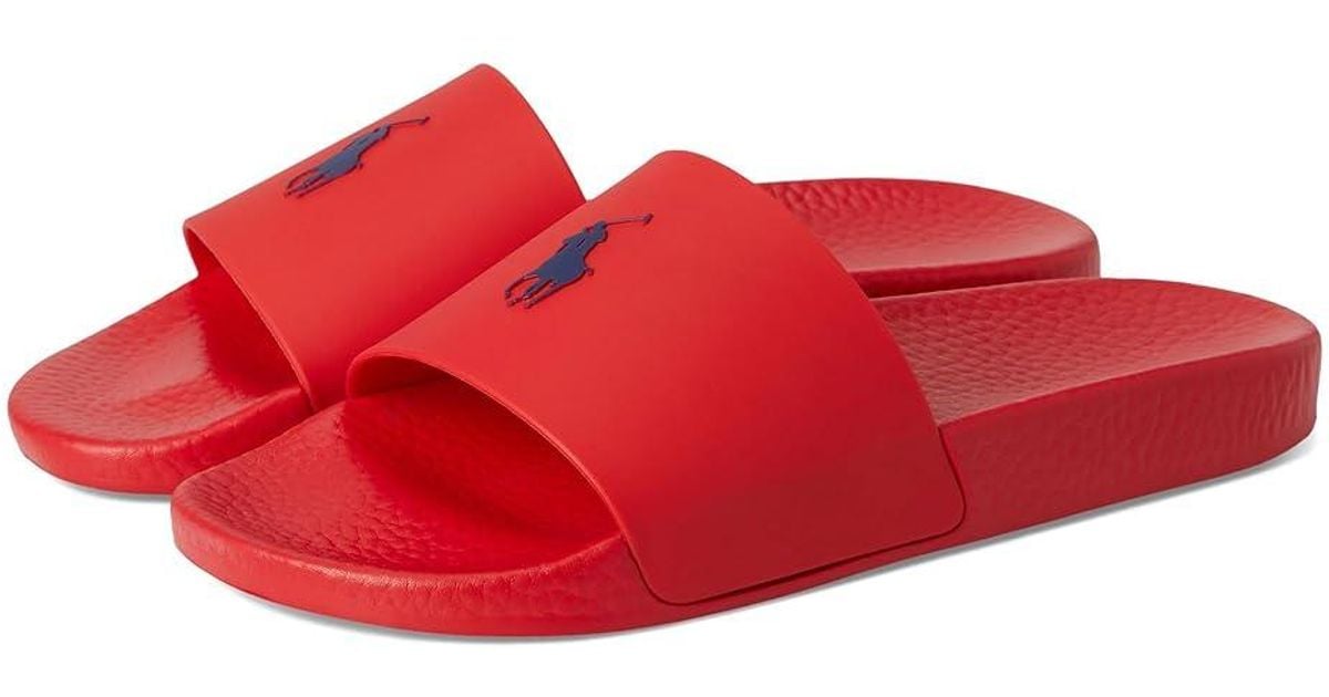 Polo Ralph Lauren Signature Pony Slide Wedge Shoes Rl 2000 14 D in Red ...