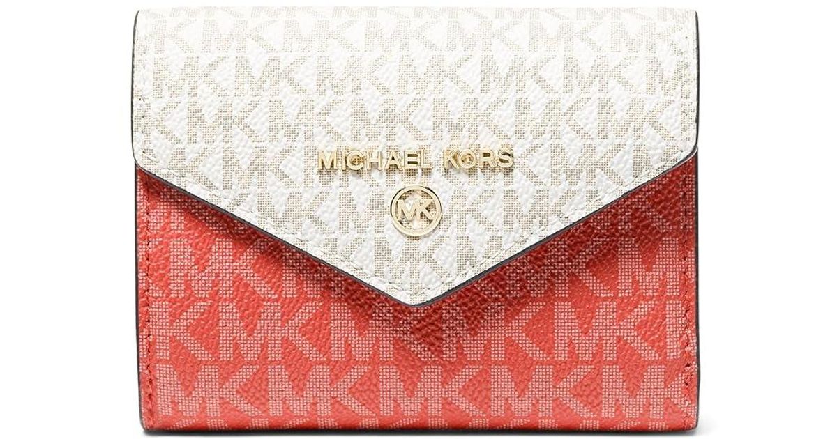 MICHAEL Michael Kors Medium Envelope Trifold Wallet Handbags in Red | Lyst
