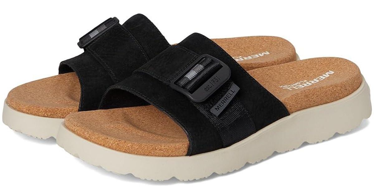 Merrell Fleur Slide Sandals, Leather in Black | Lyst