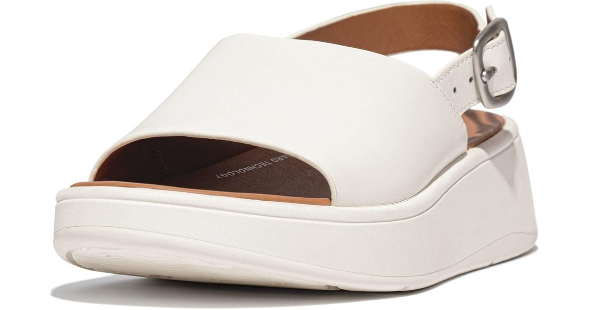 Fitflop F-mode Leather Flatform Back-strap Sandals in Natural | Lyst