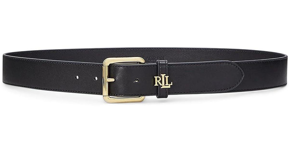 Ralph Lauren Logo Keeper Belt Belts, Leather in Black | Lyst