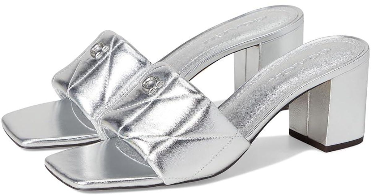COACH Holly Block Heel Sandals With Quilting Dress Sandals in Gray | Lyst