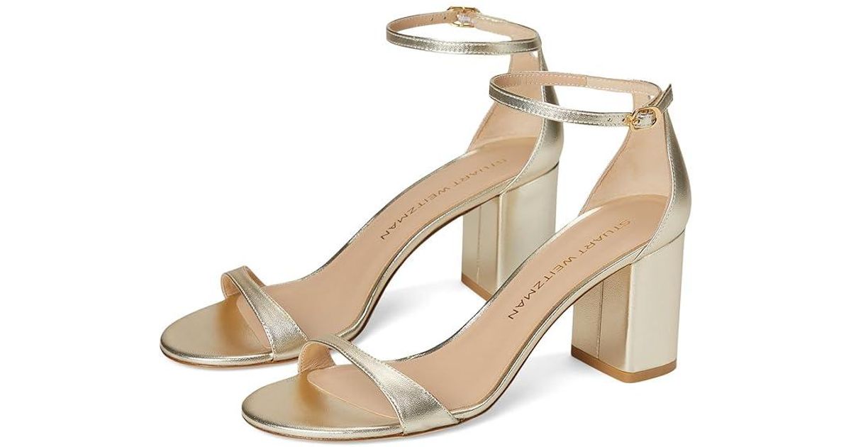 Stuart Weitzman Nudist Block 75 (Light) Sandals in Black | Lyst