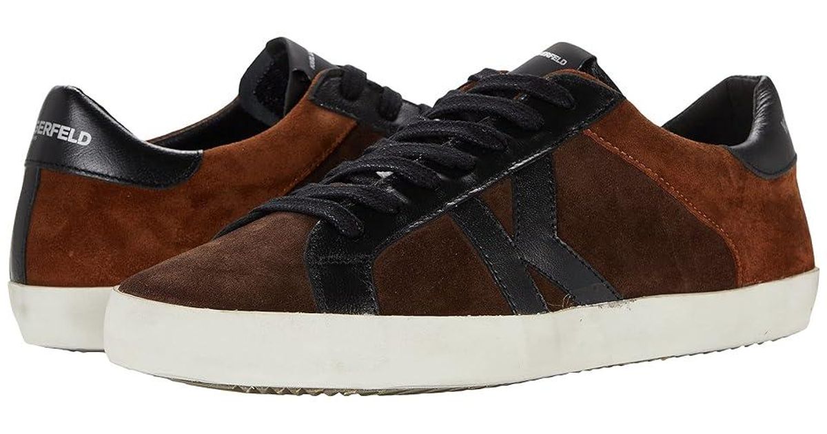 Karl Lagerfeld Suede K Sneaker On Distressed Banded Sole (Dark) Shoes ...