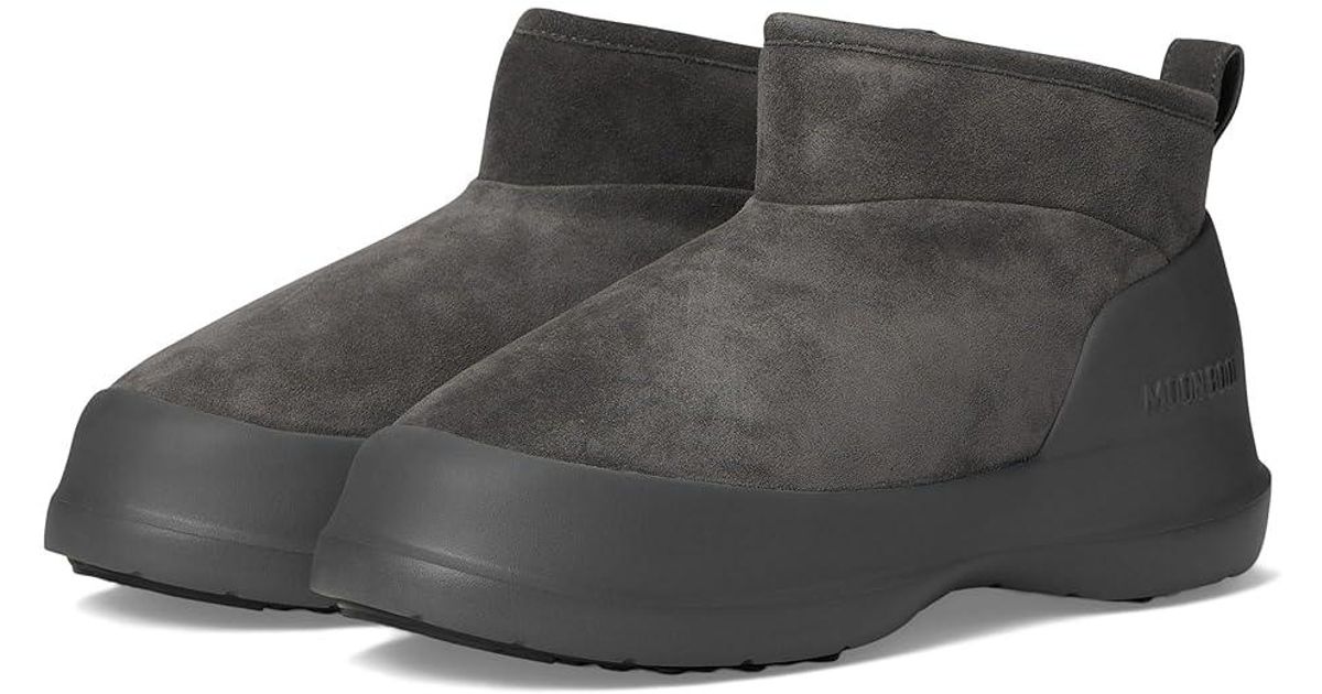Moon Boot Suede Luna Low Fur-Lined Boots in Black | Lyst