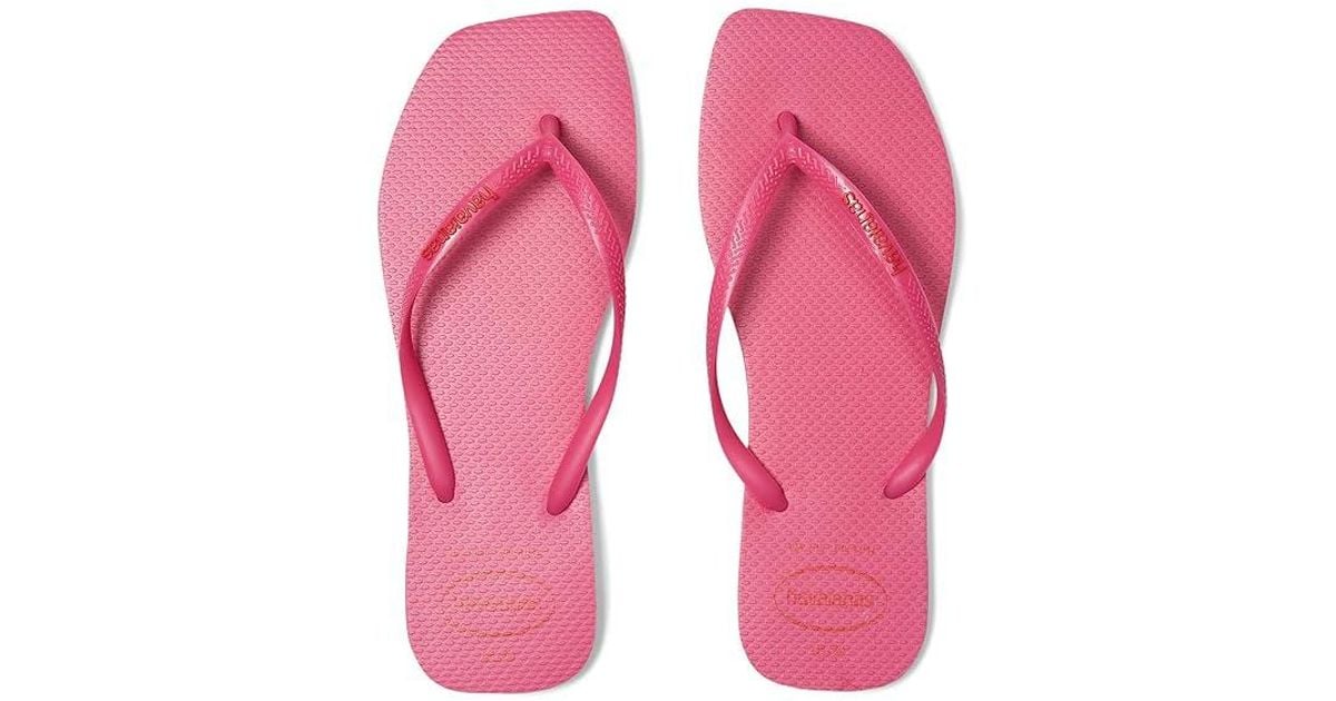 Havaianas Slim Square Logo Pop Up Sandals Sandals, Rubber in Pink | Lyst