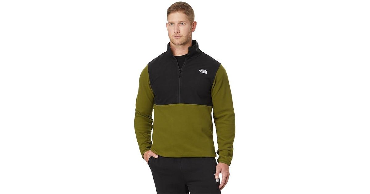 The North Face Glacier Fleece 1/2 Zip (Forest/Tnf) Coat in Black for ...