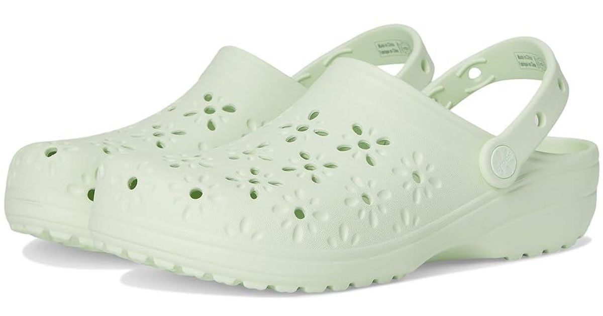 Crocs™ Classic Clogs With Floral Cut Out Design Slippers 2 in White | Lyst