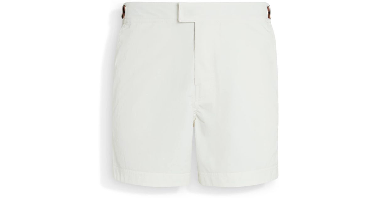 ZEGNA 232 Road Brand Mark Swim Trunks in White for Men | Lyst