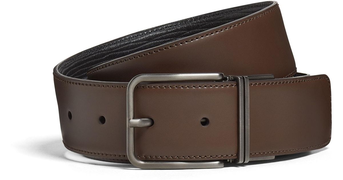 ZEGNA Dark And Reversible Leather Belt in Brown for Men | Lyst UK