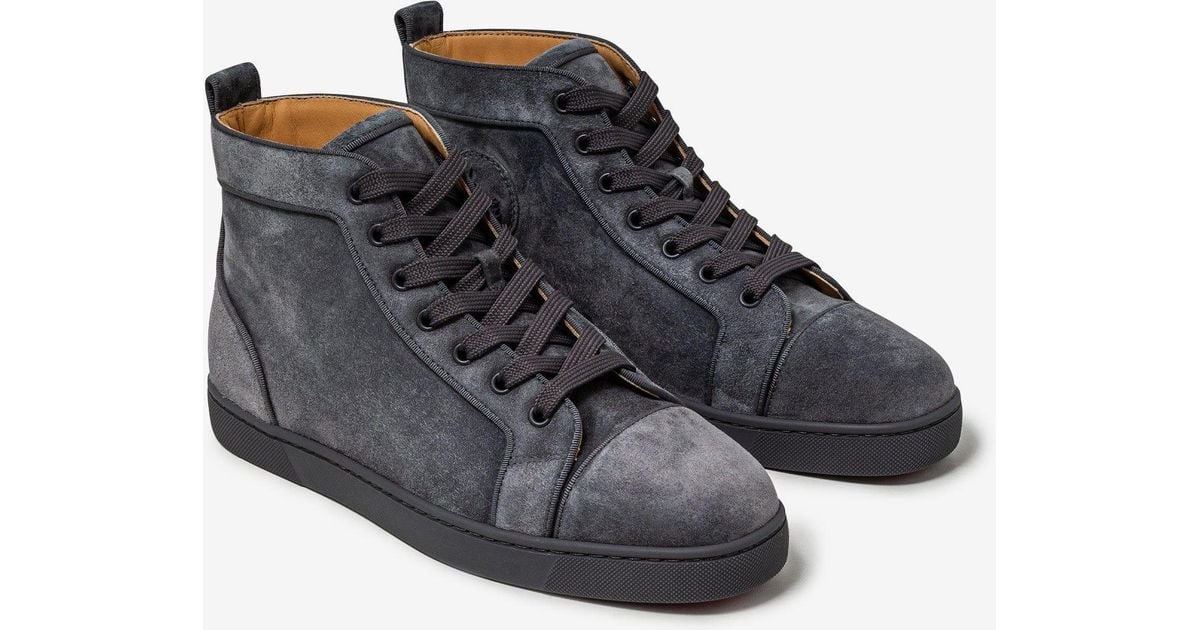 Christian Louboutin Louis Orlato Flat Grey Suede High Top Trainers in ...