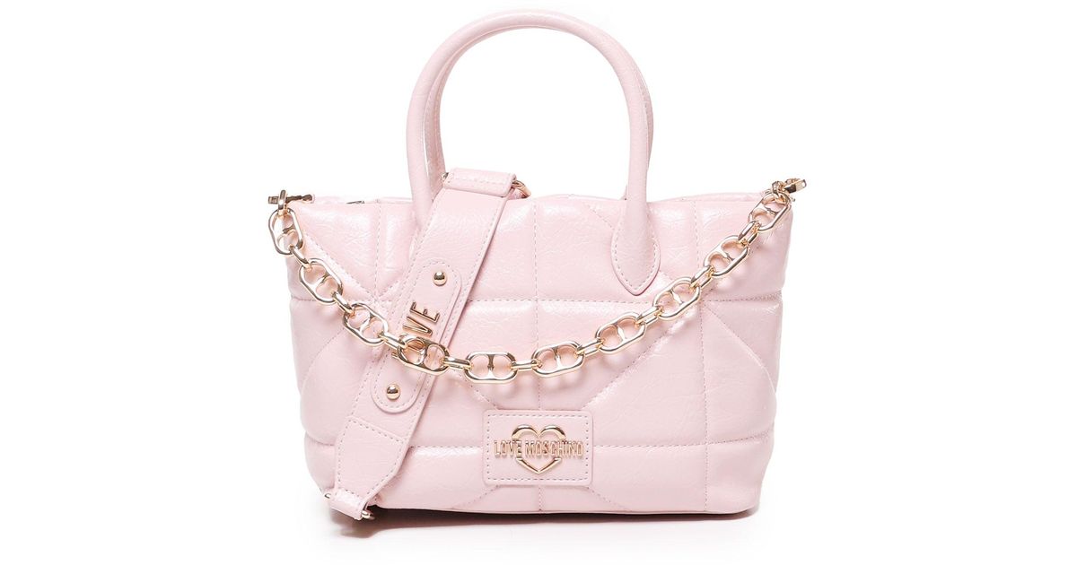 Love Moschino Quilted Handbag With Dual Straps in Pink | Lyst