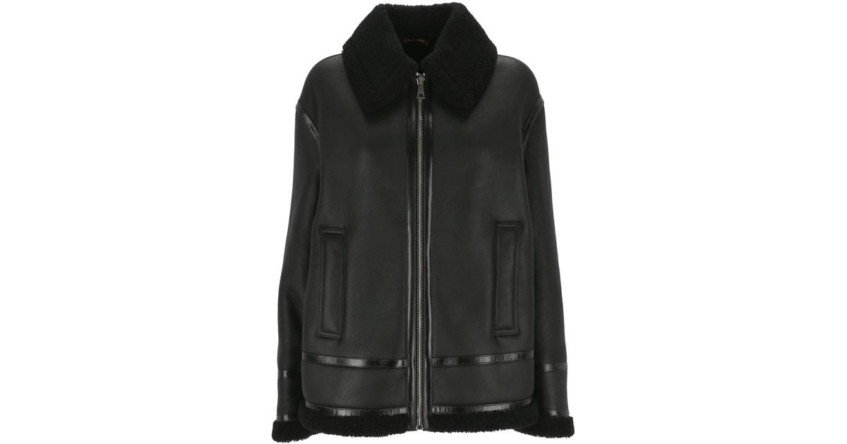 Gucci Lambskin Shearling Trim Jacket in Black | Lyst UK