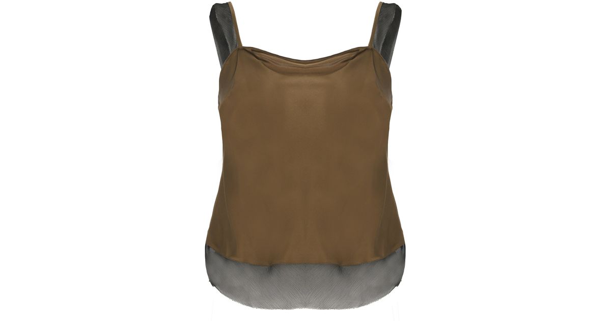 THE GARMENT Silk Satin Tulle Overlay Top in Brown | Lyst