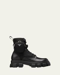 Prada Panelled Pouch-attached Combat Boots in Red for Men | Lyst Prada Panelled Pouch-attached Combat Boots in Red for Men | Lyst