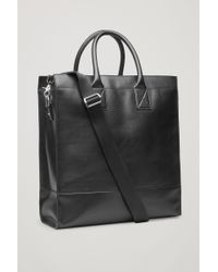 COS Leather Tote Bag in Black for Men - Lyst