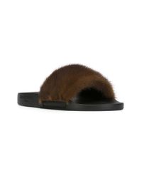 Givenchy Mink Fur Slides in Brown (Black) - Lyst