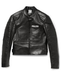 Vetements Polizei Panelled Leather Racing Jacket in Black for Men | Lyst