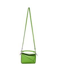 Loewe Leather Green Mini Puzzle Bag - Lyst