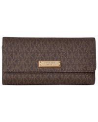 MICHAEL Michael Kors Leather Checkbook Wallet (brown) Wallet Handbags ...